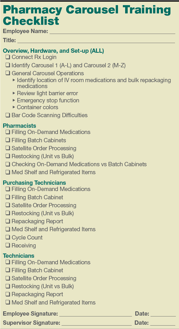 Checklists Drive Carousel Implementation : September 2014 - Pharmacy ...